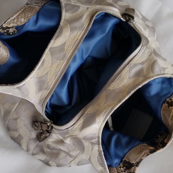 Coach | Bags | Canvas Stylecoach Purse With Snakeskin Straps | Poshmark